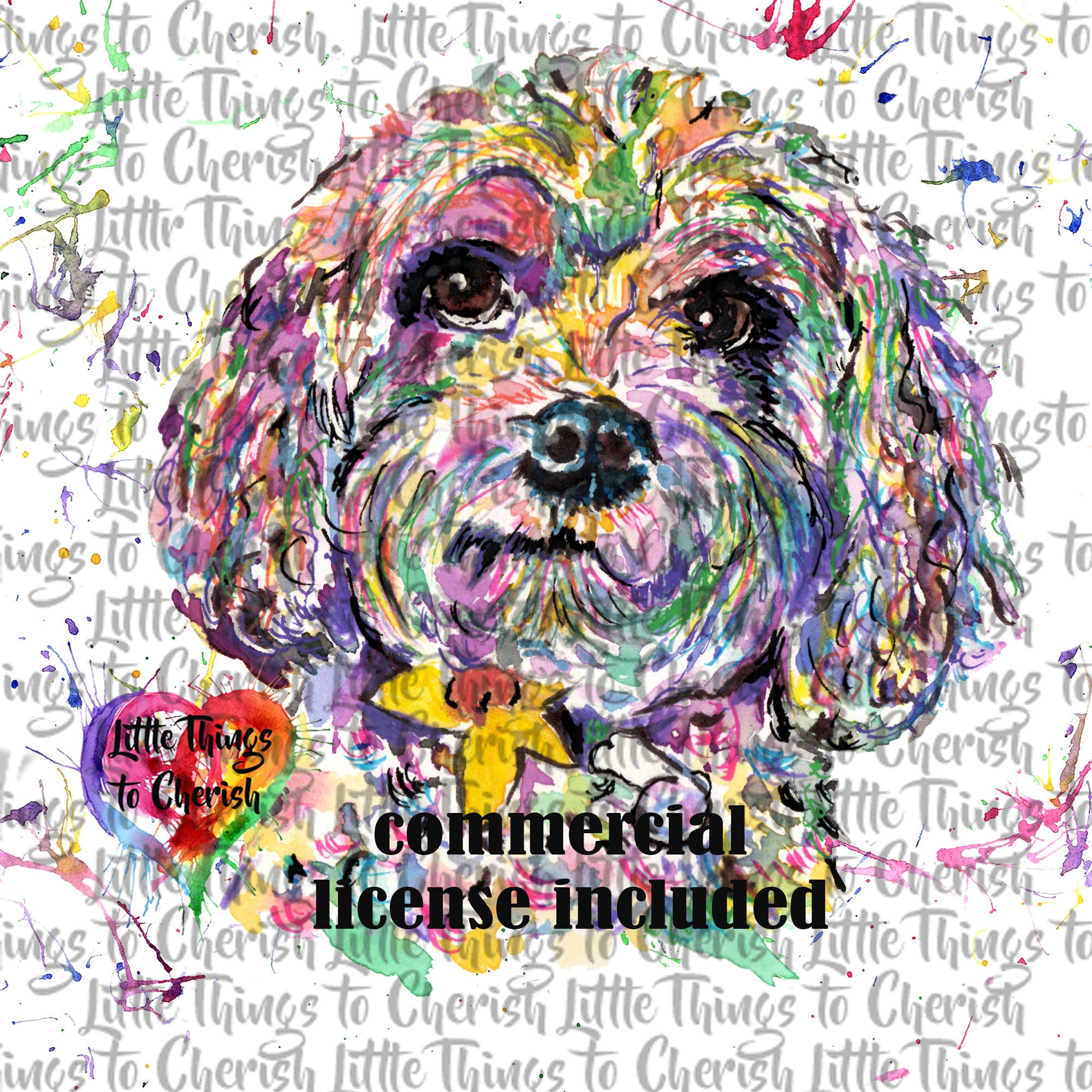 Watercolour Cavapoo Clipart Cavapoo Graphics RainbowDog | Etsy