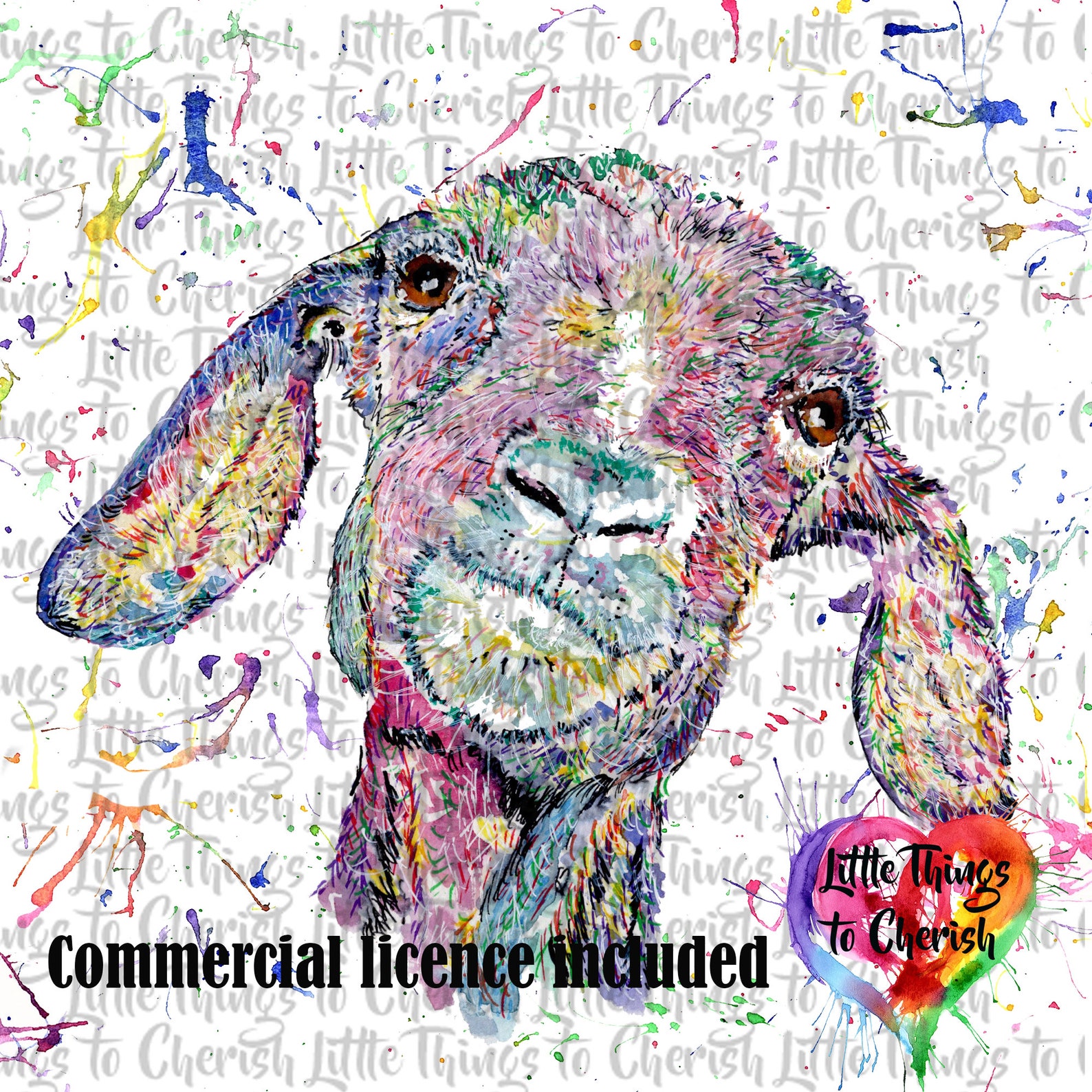 Goat Clipart Goat Graphics Rainbow Goat Clip Art Goat | Etsy