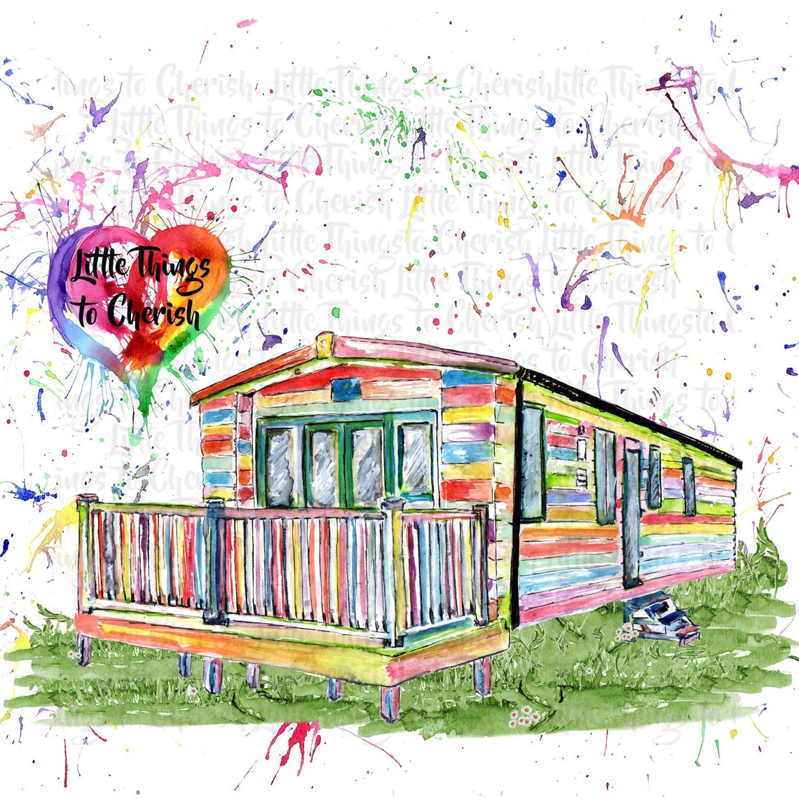 Watercolour Static Caravan Caravan Png Hand Painted | Etsy UK