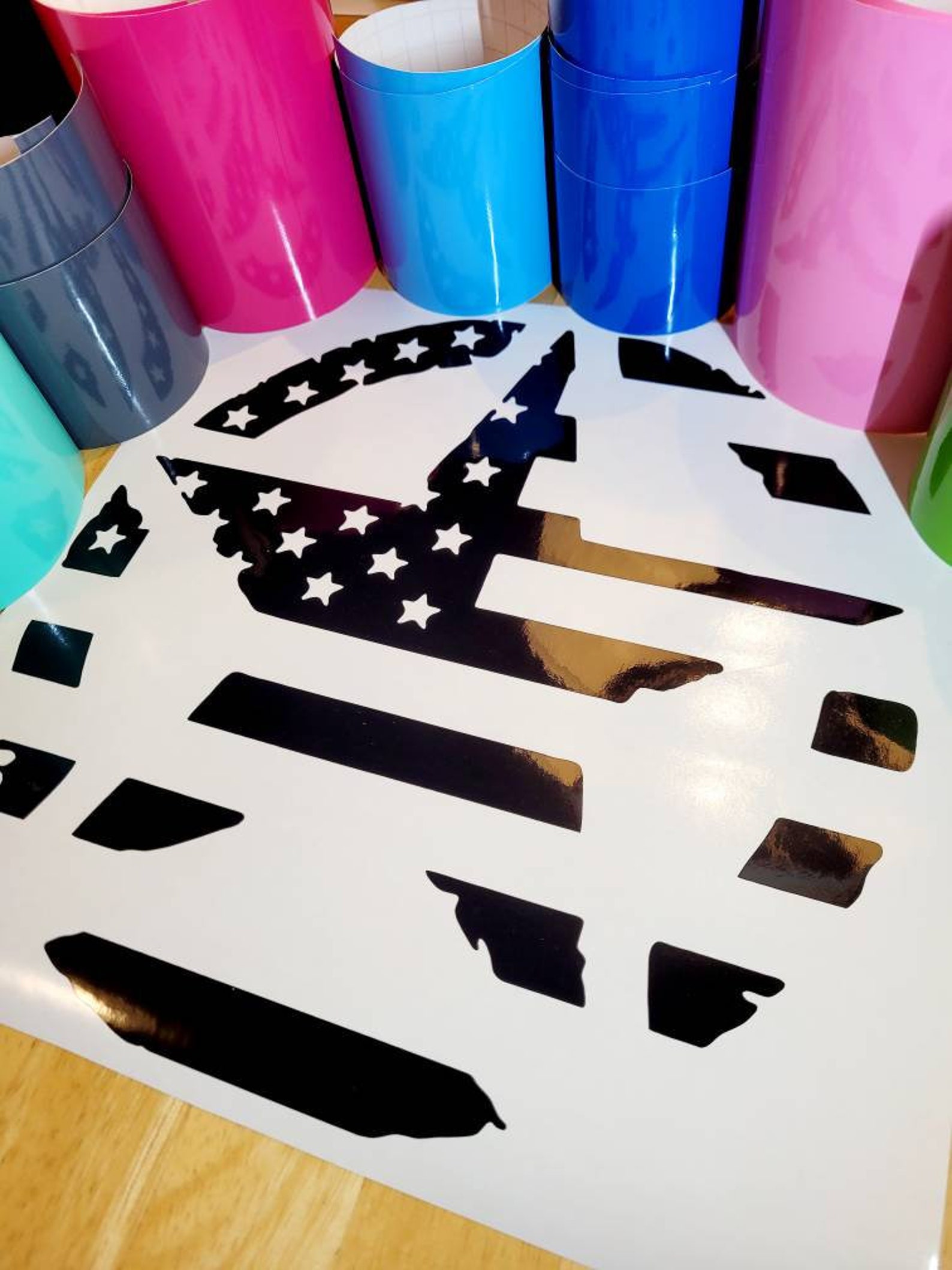 Distressed Star Vinyl Sticker Decal With US Flag for Car and - Etsy