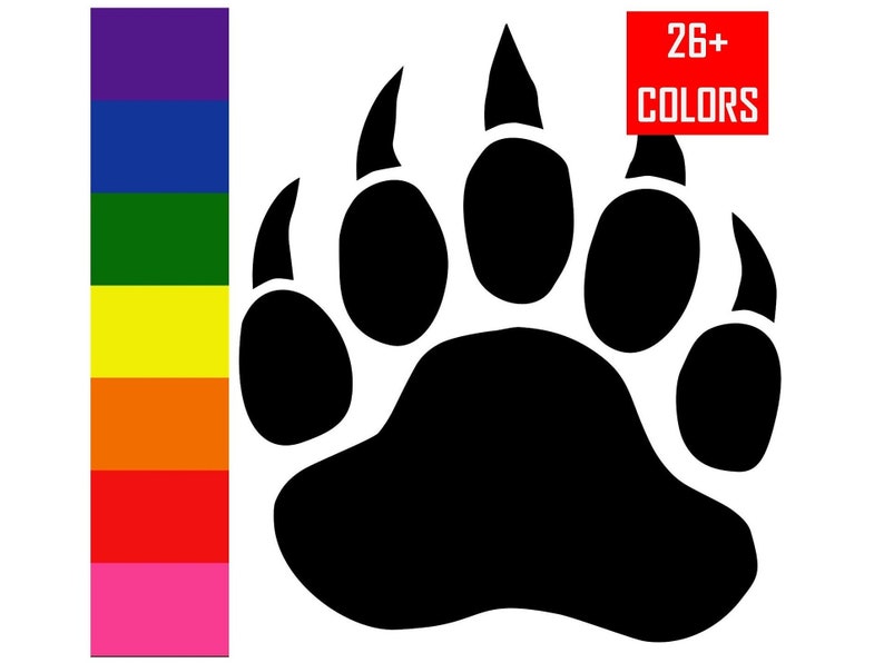 Grizzly Bear Paw Print Vinyl Decal Sticker for Car, Truck, Window, Hood ...