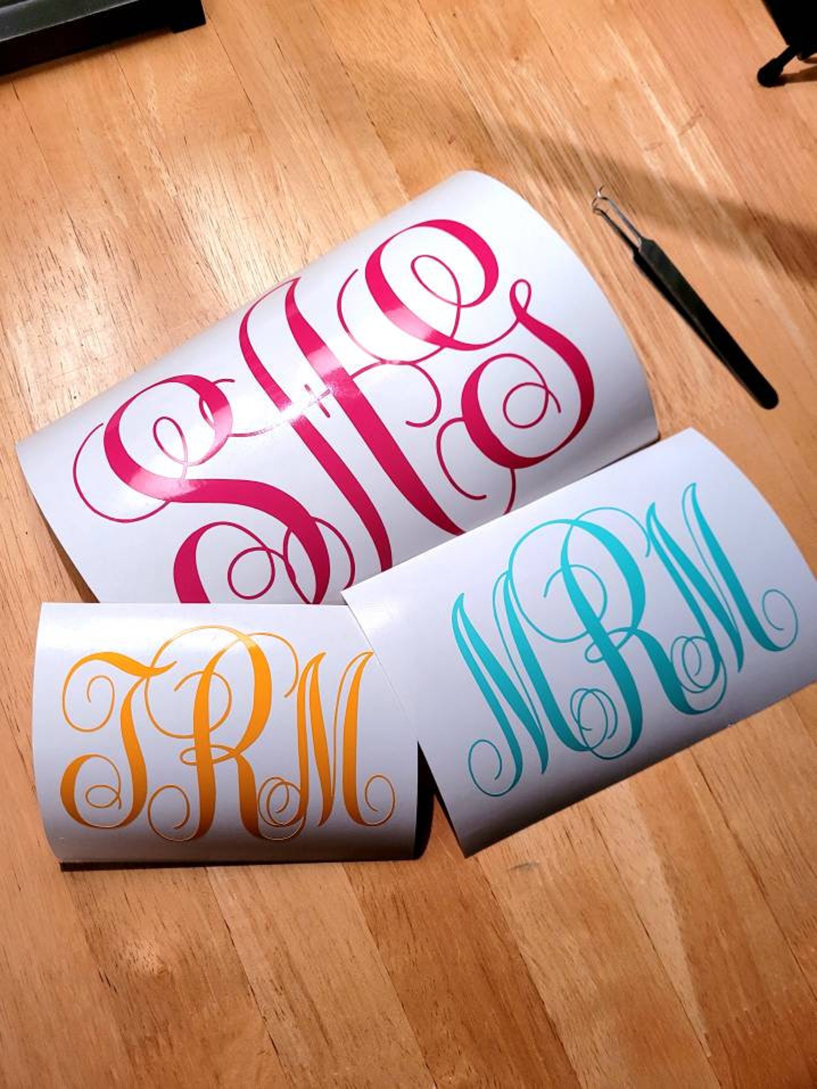 Vine Monogram Vinyl Car Decal Sticker Monogram Window - Etsy