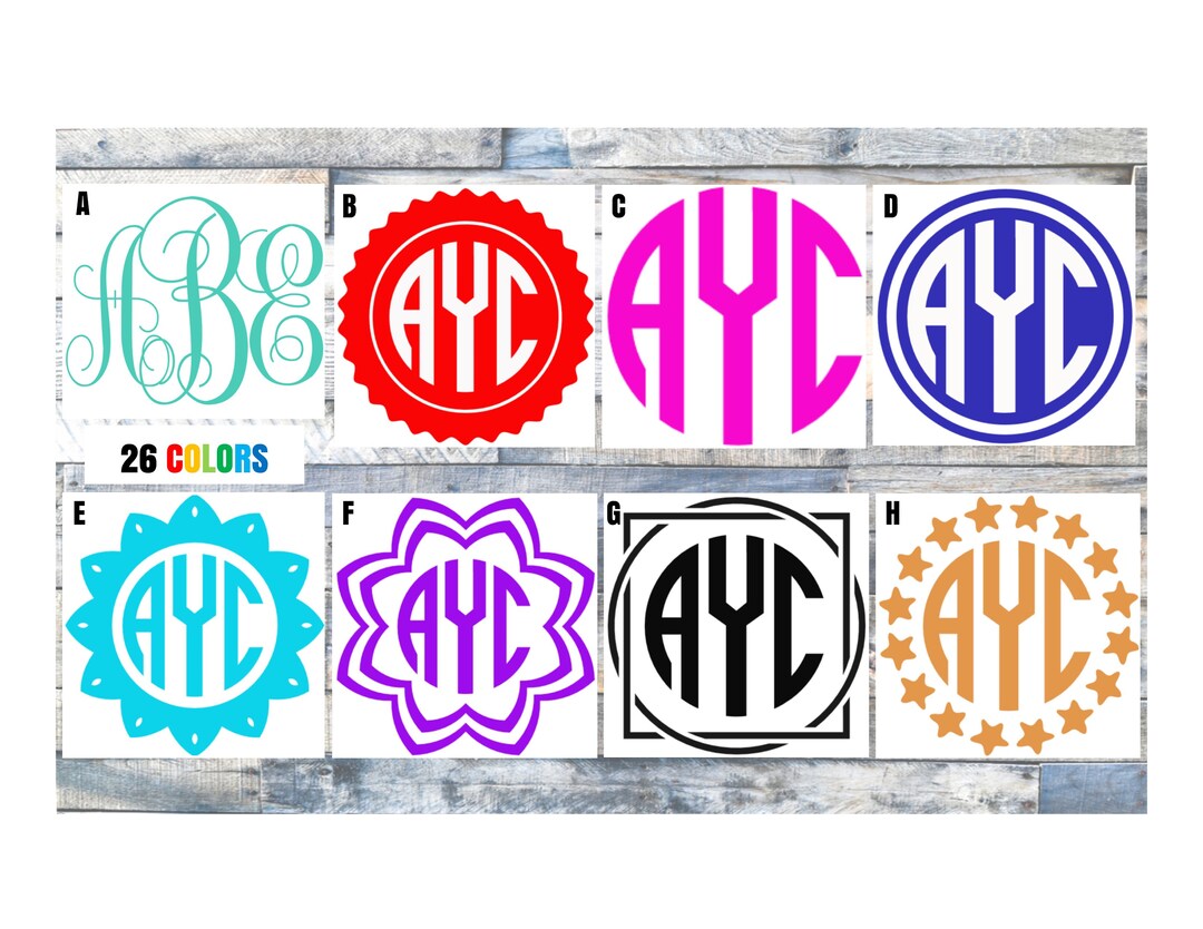 Monogram Car Window Vinyl Sticker Decal Monogram Decals - Etsy