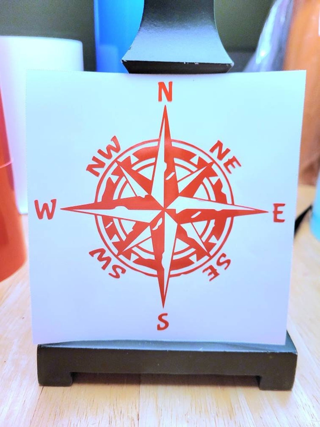 Distressed Compass Vinyl Decal | Nautical Car, Truck, Laptop Sticker - Etsy