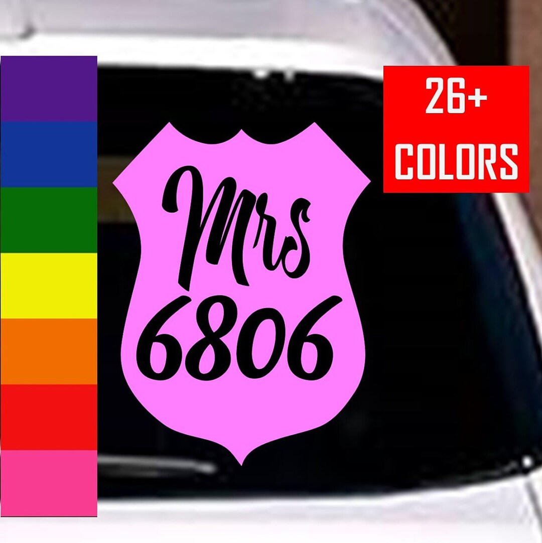 Police Officer Badge Shield Vinyl Decal With Custom Badge Number for ...