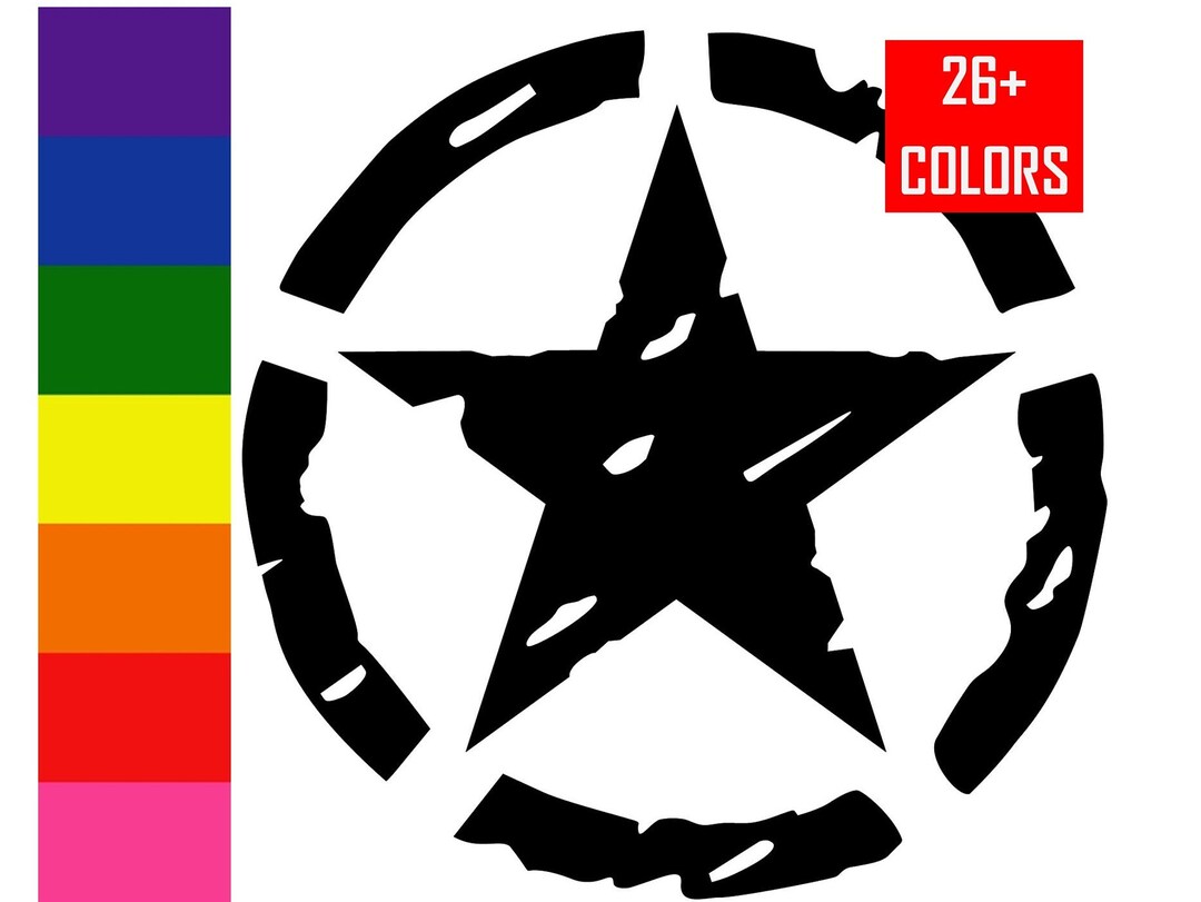 Distressed Army Star Vinyl Decal Sticker for Hood, Fuel Gas Door ...