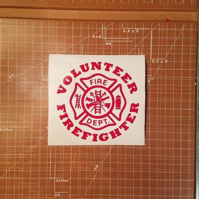 Volunteer Firefighter Window Vinyl Decal Fire Department | Etsy