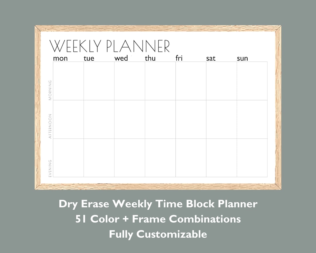 Personalized Weekly Dry Erase Wall Planner Customizable Color Options ...