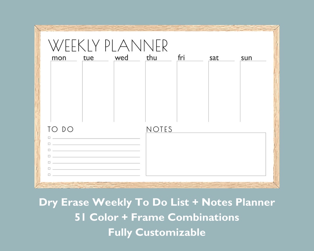 Dry Erase Weekly Planner & To-do List Customizable Color Options ...