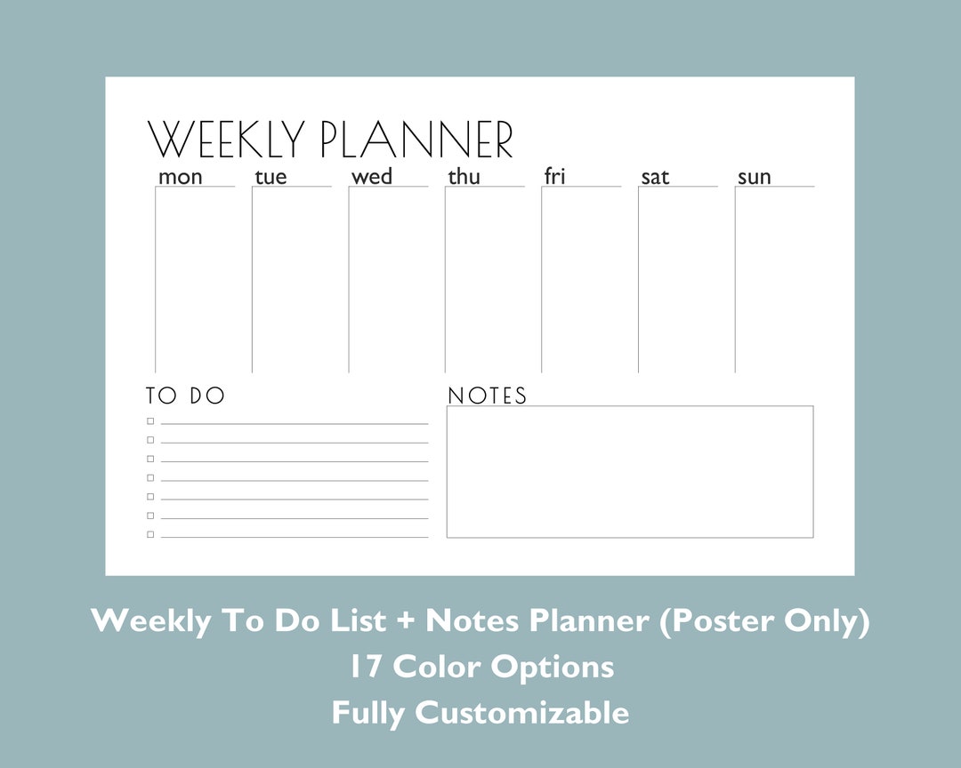 Paper Poster Planner & To-do List Customizable Color Options ...