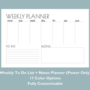 Paper Poster Planner & To-do List Customizable Color Options ...