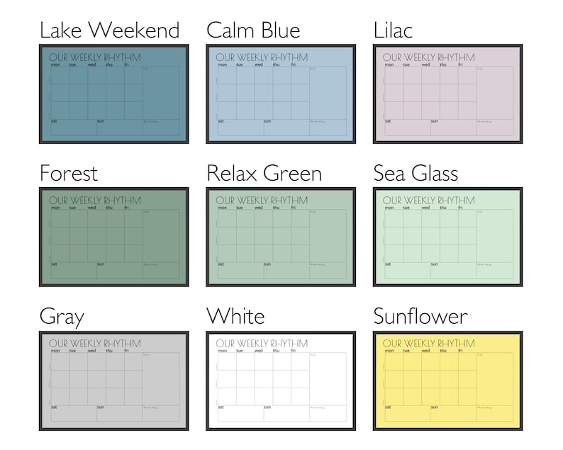 Weekly Dry Erase Family Planner | 12x18 or 24x36 | Meal + Notes ...
