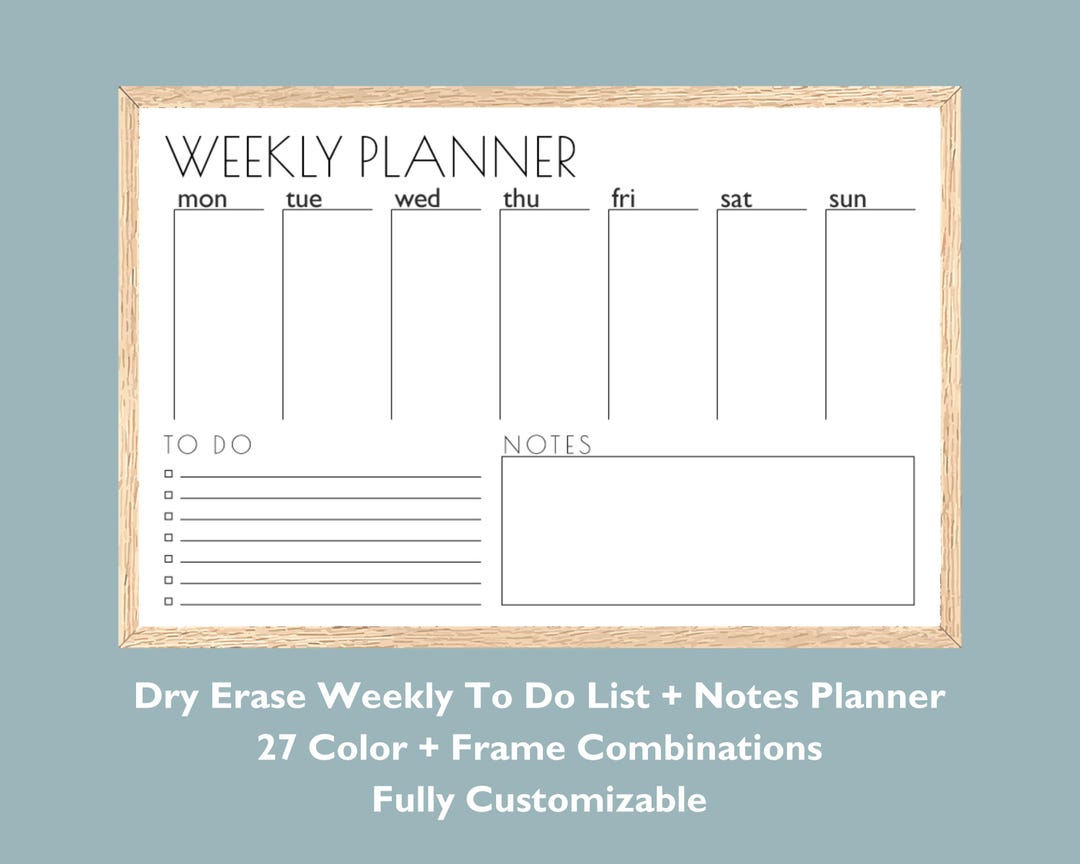 Dry Erase Weekly Planner & To-do List | Customizable Color Options ...