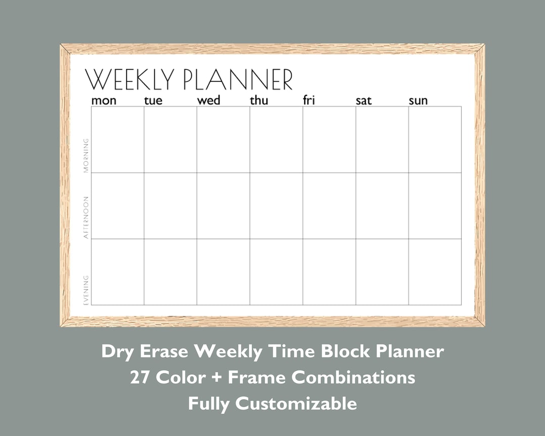 Personalized Weekly Dry Erase Wall Planner | Customizable Color Options ...