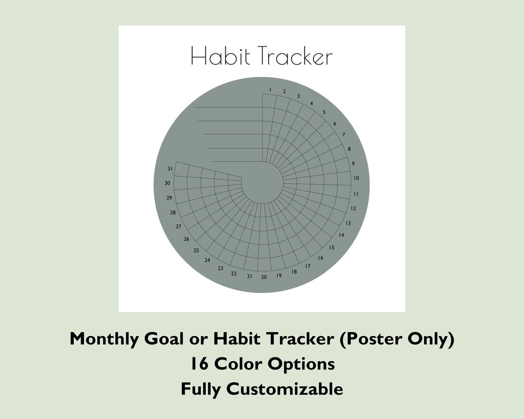 Paper Poster Monthly Goal Tracker Personalized Habit Chart Customizable ...