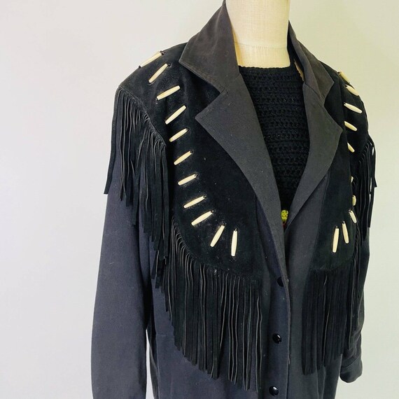 Vintage Western Suede Fringe Jacket | Canvas Body | L… - Gem