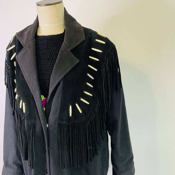 Vintage Western Suede Fringe Jacket | Canvas Body | L… - Gem