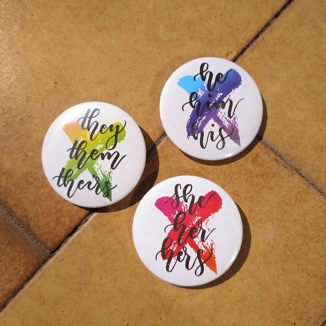 Lettering Pronouns Pride Badges - Etsy