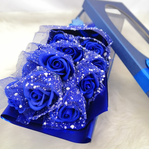 Blue Rose Bouquet - Etsy
