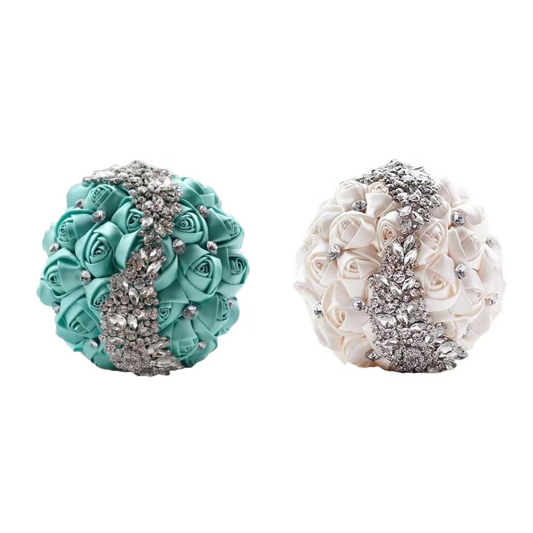 Customizable Handmade Satin Rose Flower Bridal Wedding Bouquet - Etsy