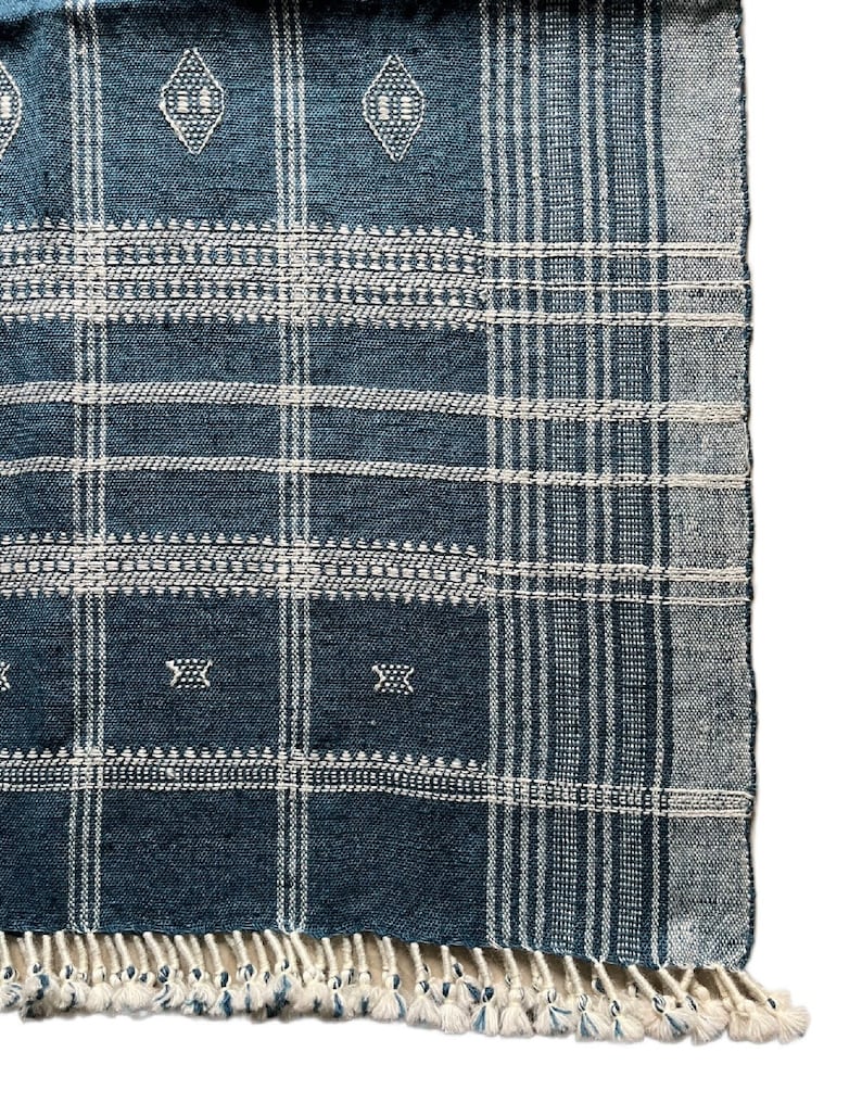 HANSHU | Bhujodi Wool Throw | Indian Wool Blanket | Indigo Wool Throw ...