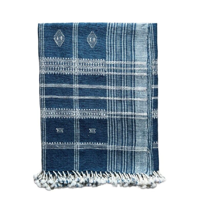 HANSHU | Bhujodi Wool Throw | Indian Wool Blanket | Indigo Wool Throw ...