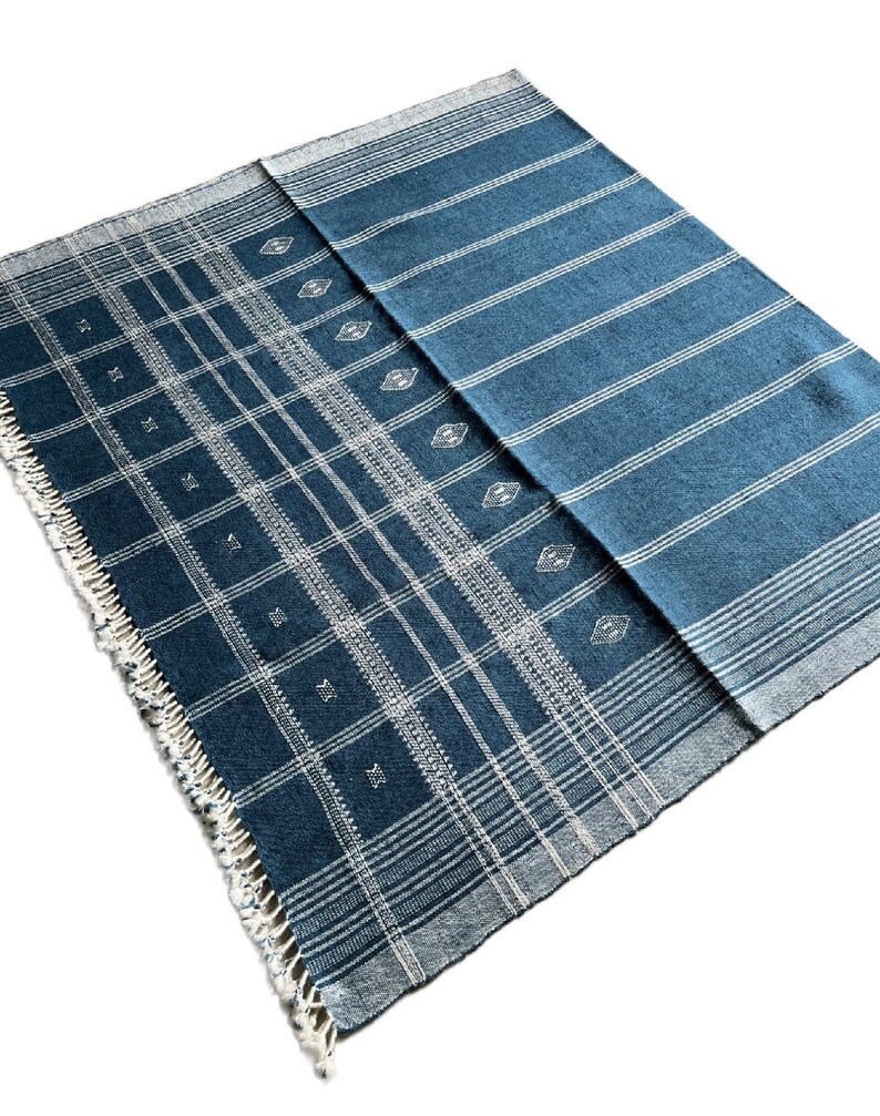 HANSHU Bhujodi Wool Throw Indian Wool Blanket Indigo - Etsy