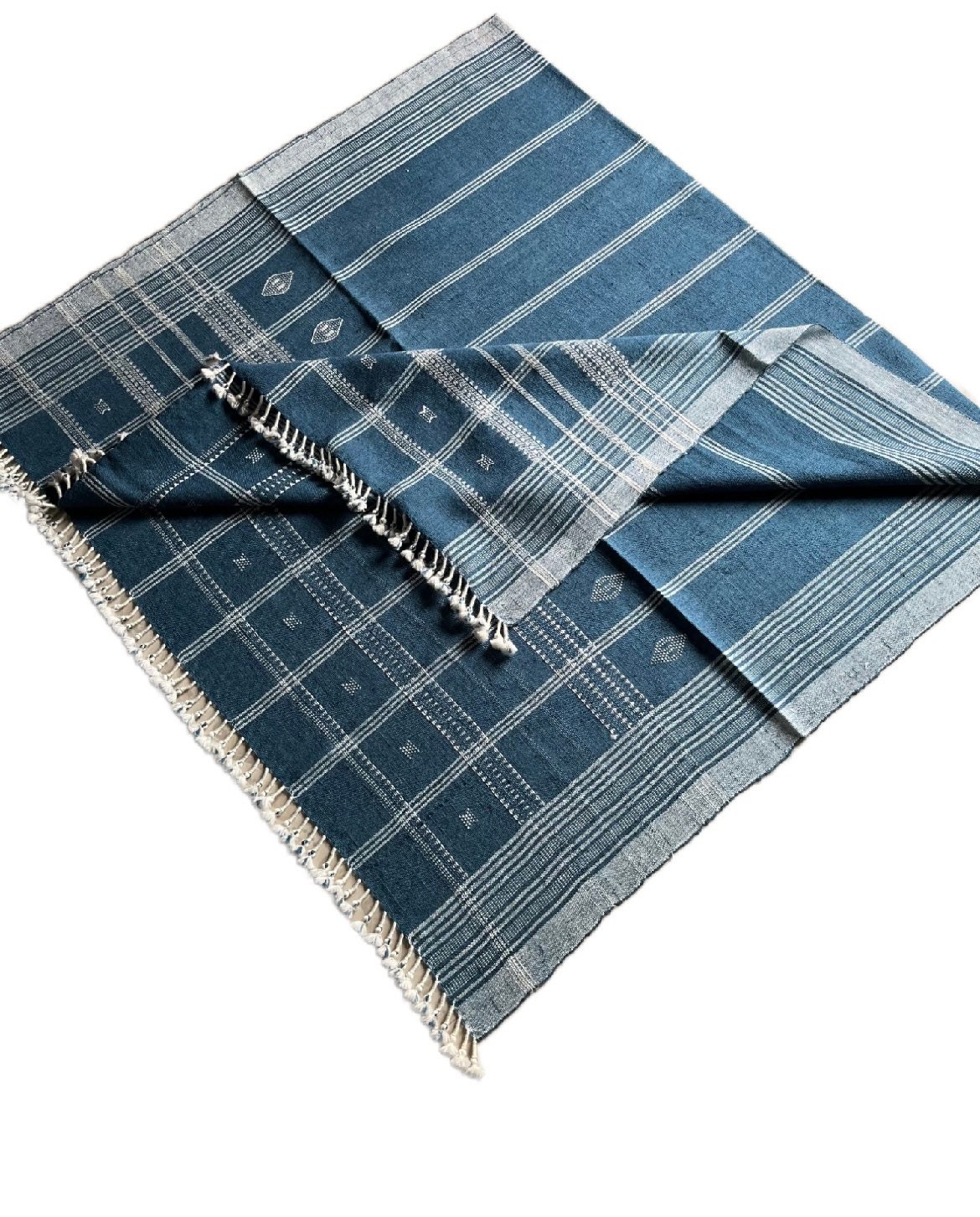 HANSHU Bhujodi Wool Throw Indian Wool Blanket Indigo Wool Throw - Etsy