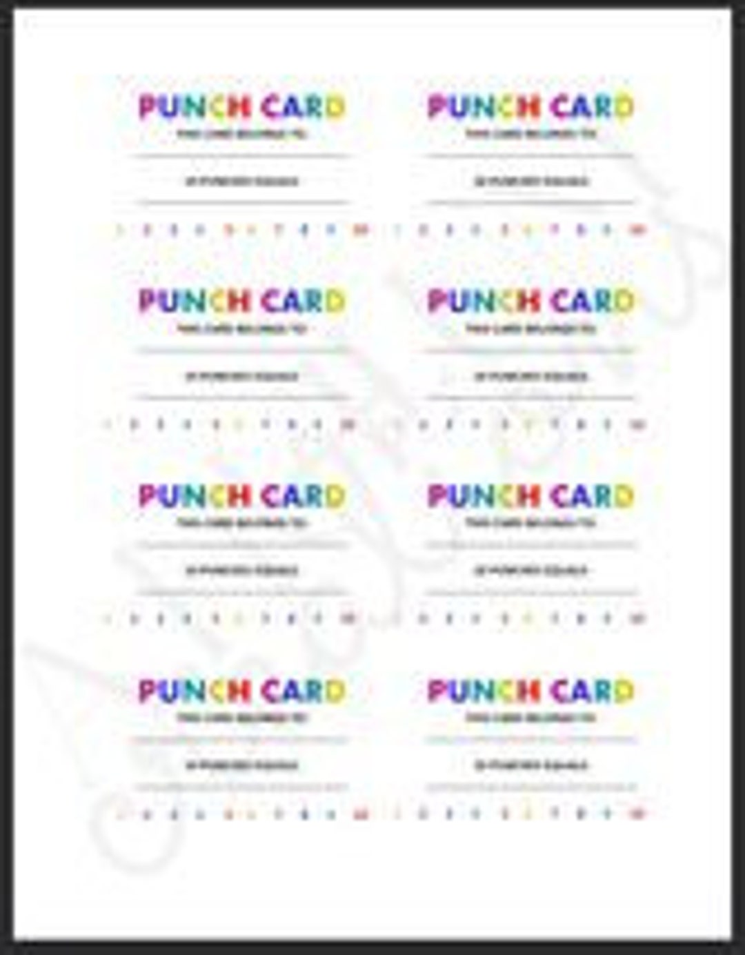 REWARD/LOYALTY Punch Card - Etsy