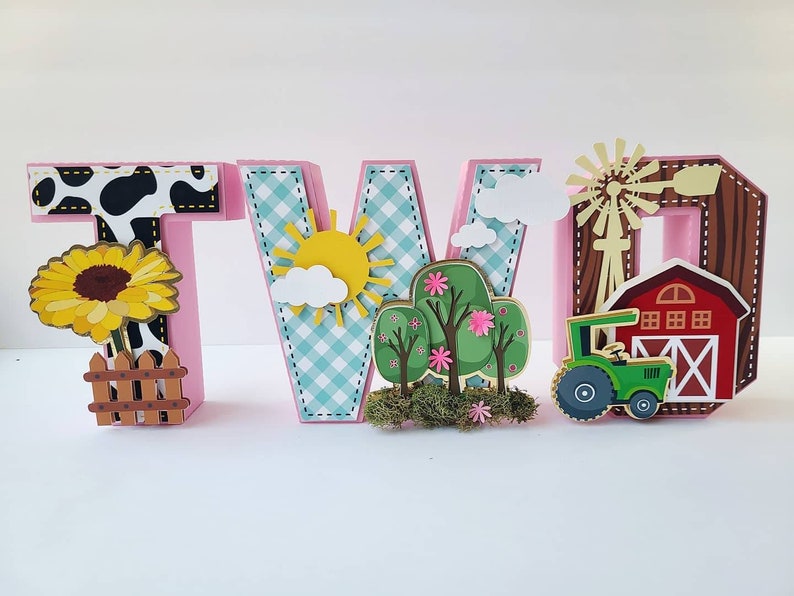 Farm 3D Letters/cow Theme/farm Animals 3D Letters/farm - Etsy