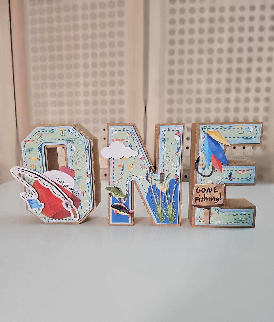 Gone Fishing 3D Letter - 1st Birthday Party Decor, Handmade, Cardstock ...