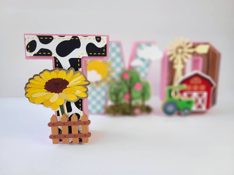 Farm 3D Letters/cow Theme/farm Animals 3D Letters/farm - Etsy