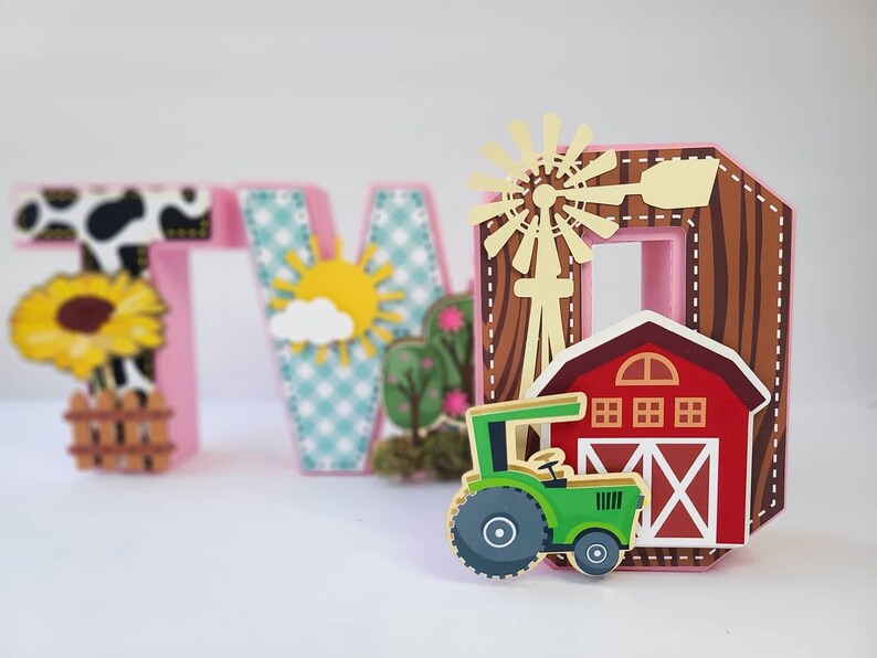 Farm 3D Letters/cow Theme/farm Animals 3D Letters/farm - Etsy