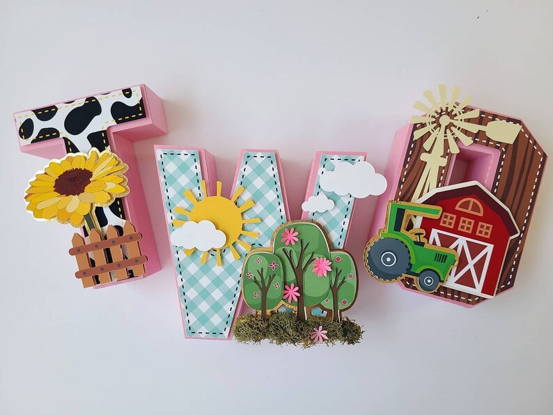 Farm 3D Letters/cow Theme/farm Animals 3D Letters/farm - Etsy