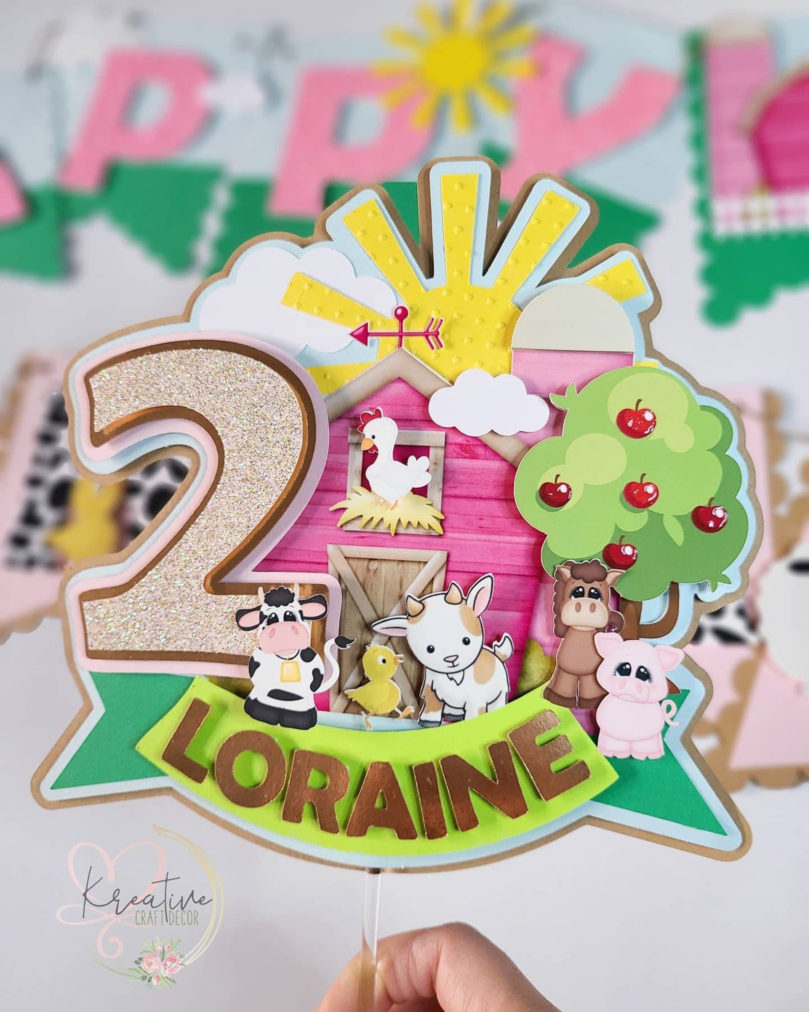 Topper de la torta de la granja / topper del pastel / - Etsy España