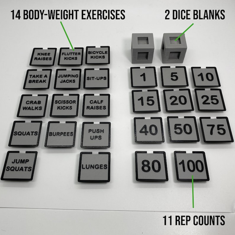 Exercise Workout Dice - 3D Printed - Interchangeable Faces - Etsy