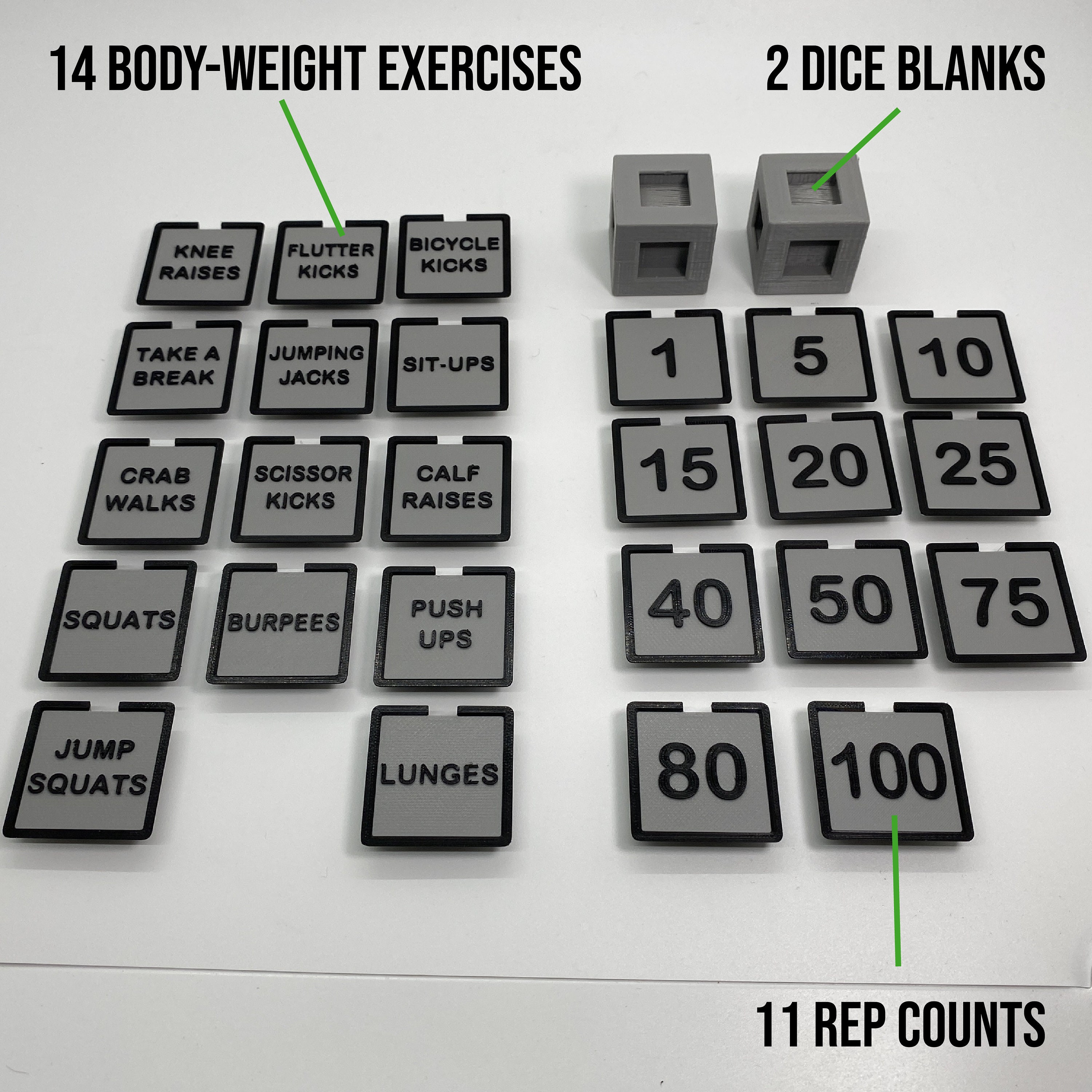 Exercise Workout Dice - 3D Printed - Interchangeable Faces - Etsy