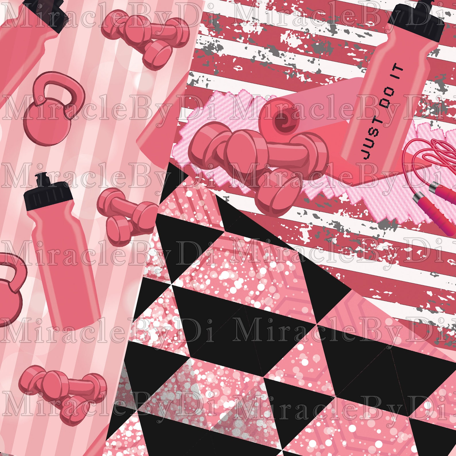 Fitness Digital Paper, Fitness Girl Digital Paper Pack Gym,gym Papers ...