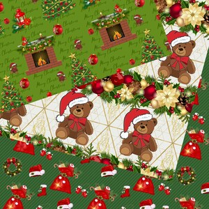 Christmas Digital Paper Pack, Christmas Digital Paper, Gifts, Gold ...