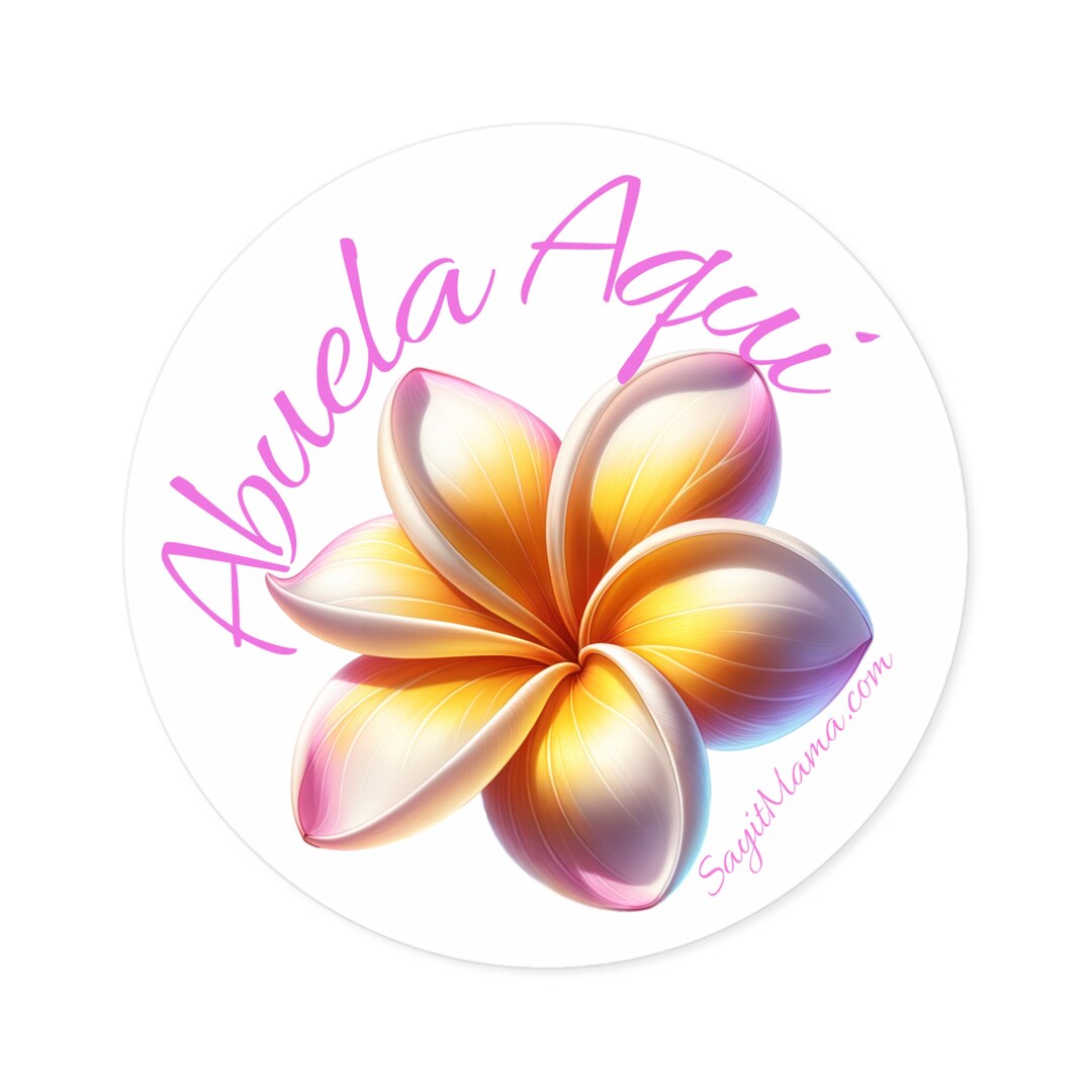 Abuela Car Decal, Plumeria Flower Pink Gift for Her, Gramma Here ...