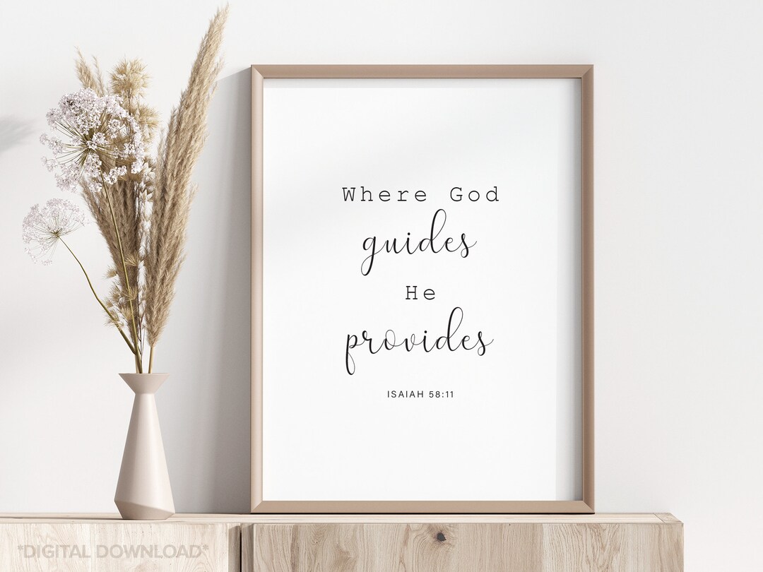 Where God Guides, He Provides - Printable, Wall Decor, Minimalist Print ...