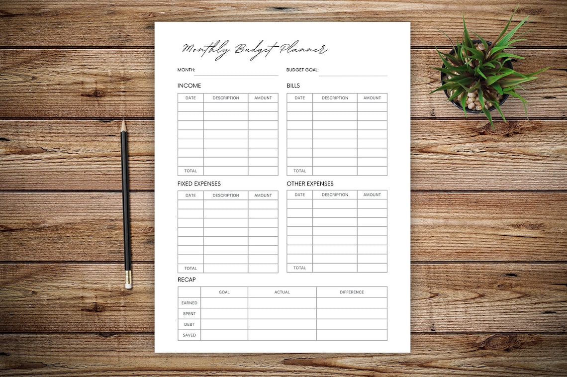 Monthly Budget Planner Printable, Finance Tracker, Finance Planner ...