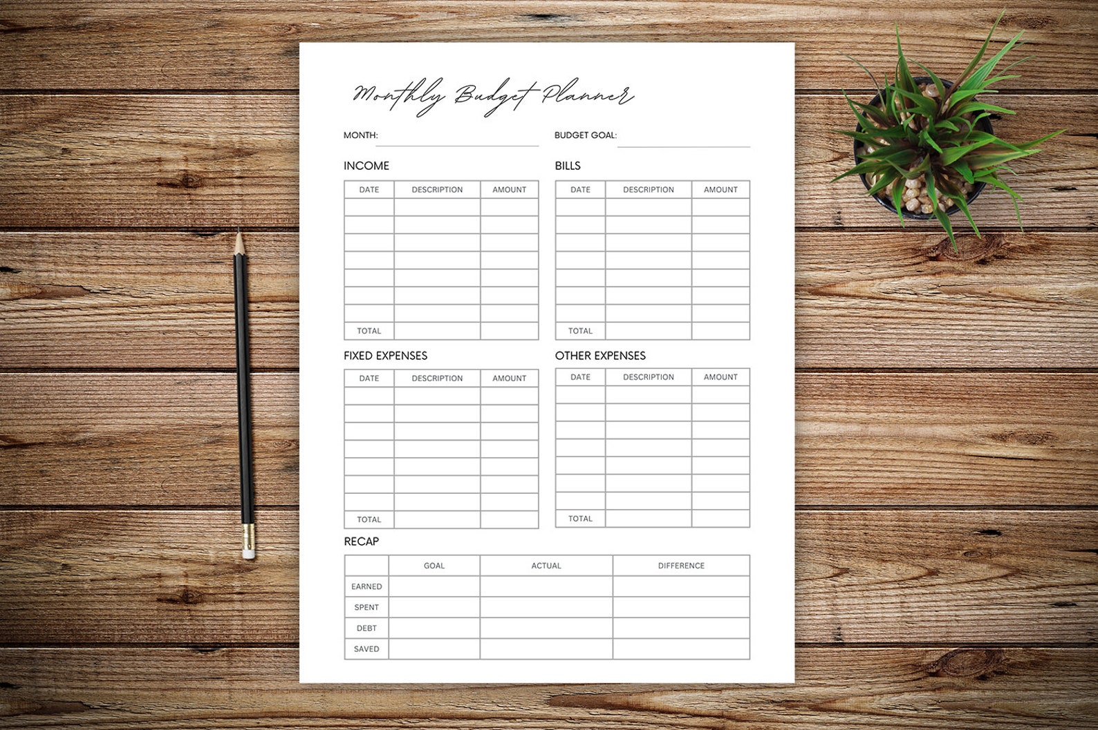 Monthly Budget Planner Printable, Finance Tracker, Finance Planner ...
