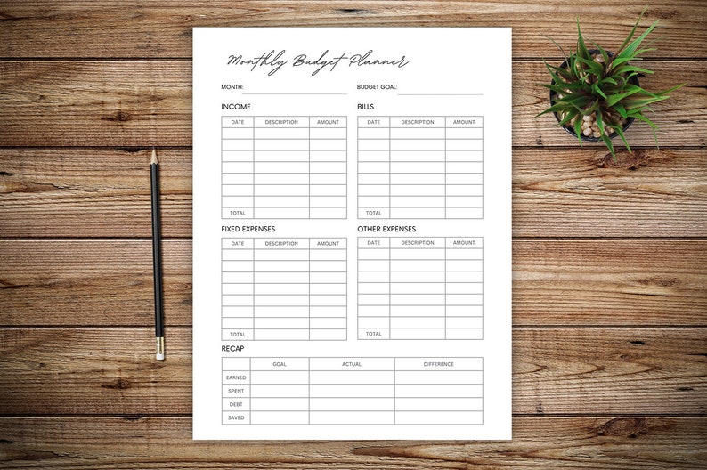 Monthly Budget Planner Printable, Finance Tracker, Finance Planner ...