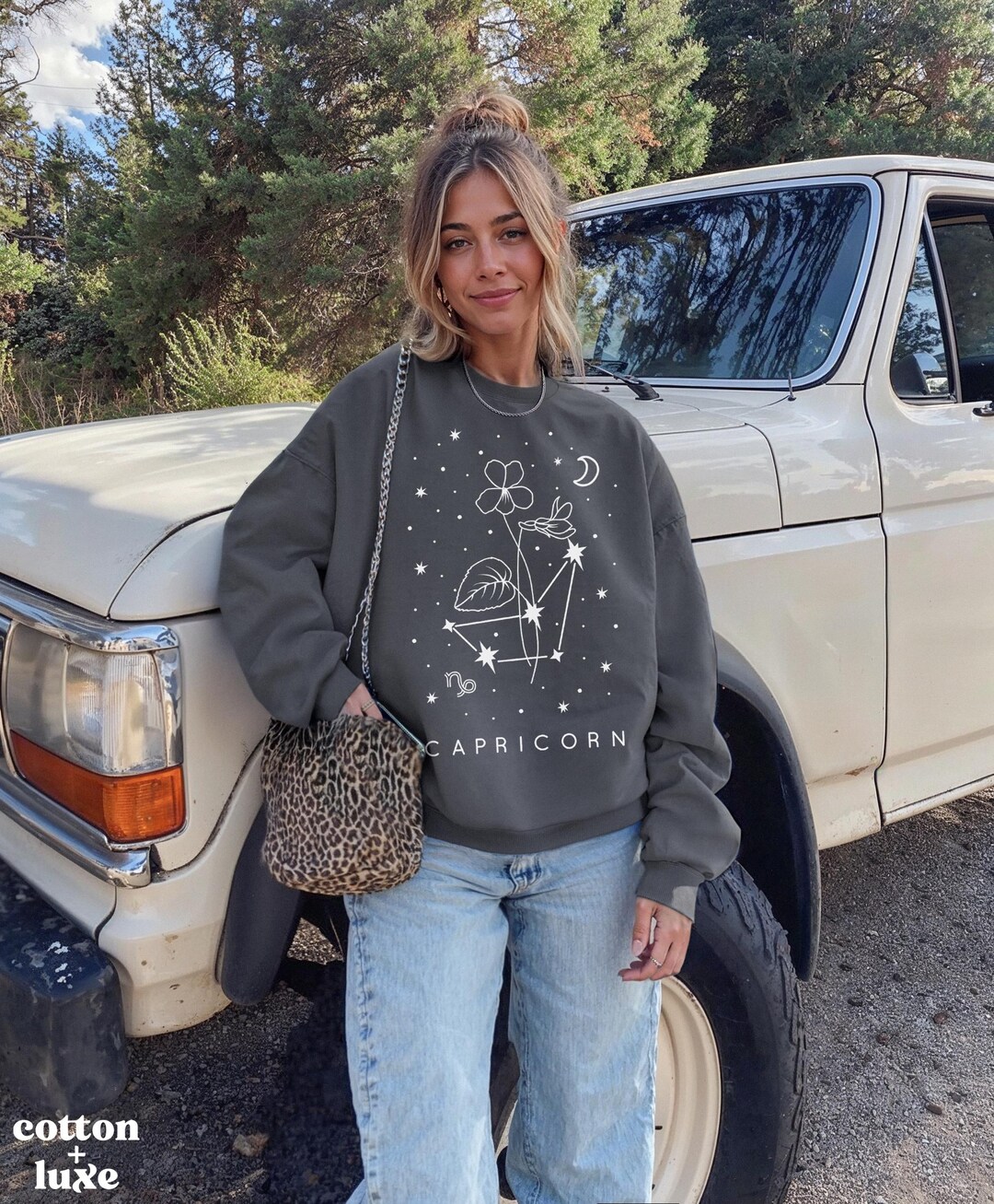 Capricorn Constellation Sweatshirt | Zodiac Birth Flower Sweatshirt ...