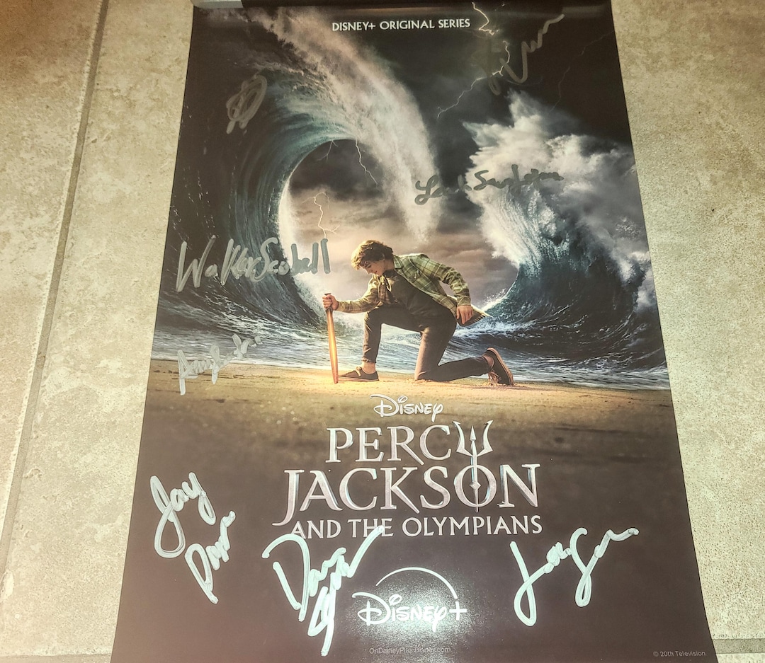 Percy Jackson Walker Scobell Leah Jeffries Aryan Simhadri Signed Poster ...