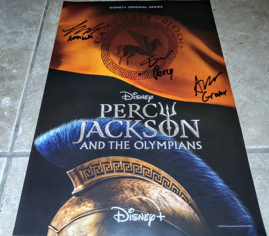 Percy Jackson Walker Scobell Leah Jeffries Aryan Simhadri Signed Poster ...