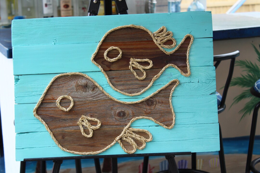 Puffer Fish, Rope Art, Reclaimed Wood, Sea Art, Wall Art, Coastal Art ...
