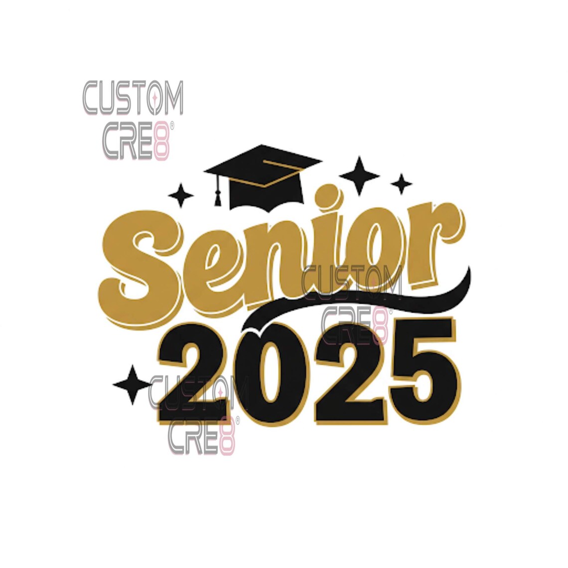 4 Senior 2025 PNG Images, Black and Gold Graduation Sublimation, Class ...