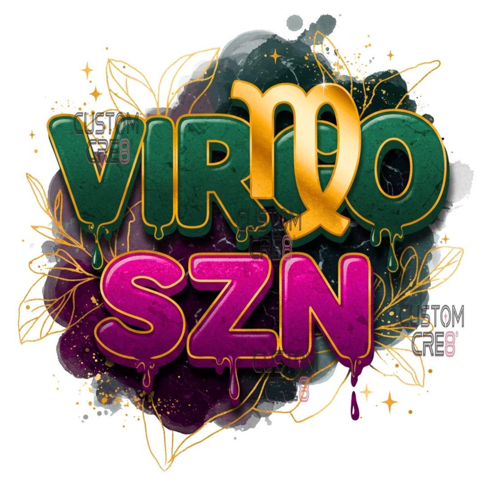 Virgo Graffiti PNG: Elegant Zodiac Art for T-shirts, Tumblers (digital ...